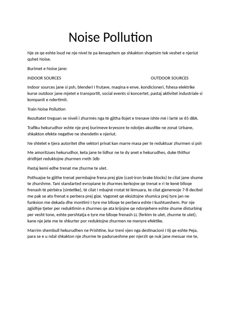 Noise Pollution | PDF