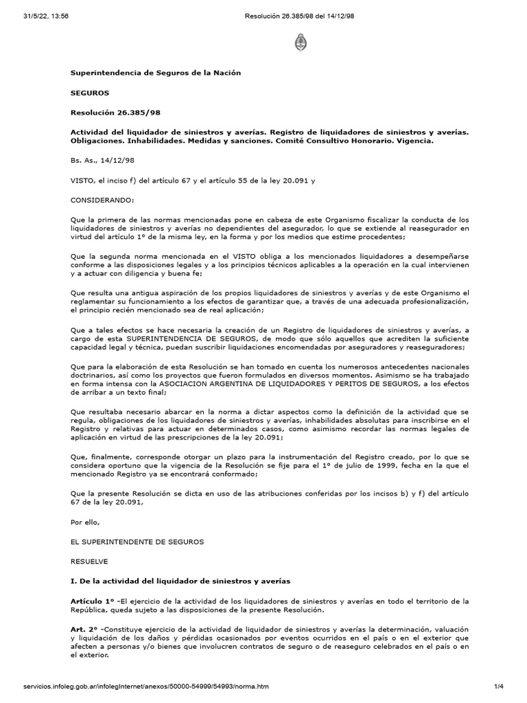 Resolución #26.385 | PDF | Reaseguro | Póliza de seguros