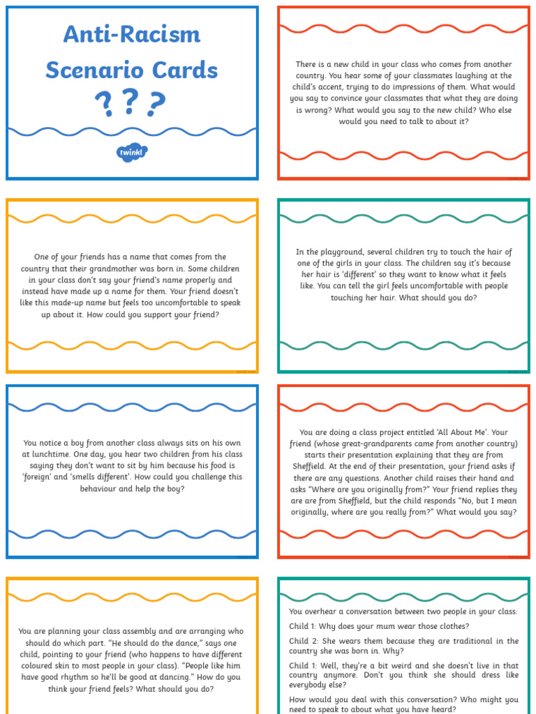 Anti-Racism Scenario Cards1 | PDF
