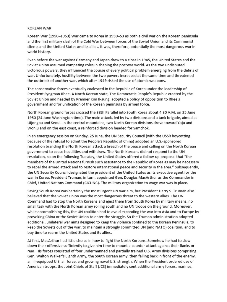 KOREAN WAR | PDF | Korean War | Battle Of Inchon