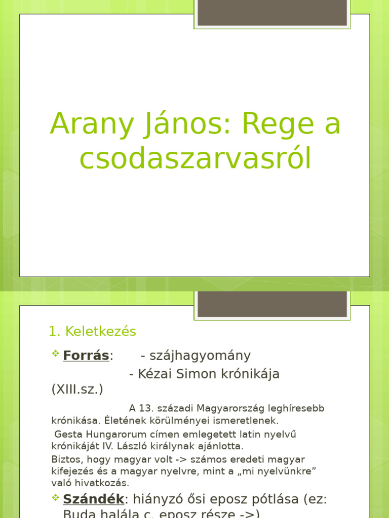 Arany - Rege A Csodaszarvasról | PDF