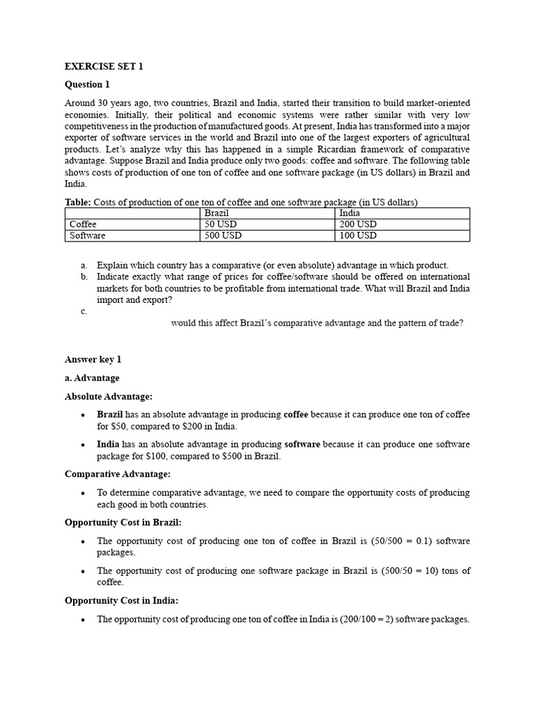 06 20241113 Ex - Set1 - Solutions1 - Fina | PDF | Comparative Advantage | Economies