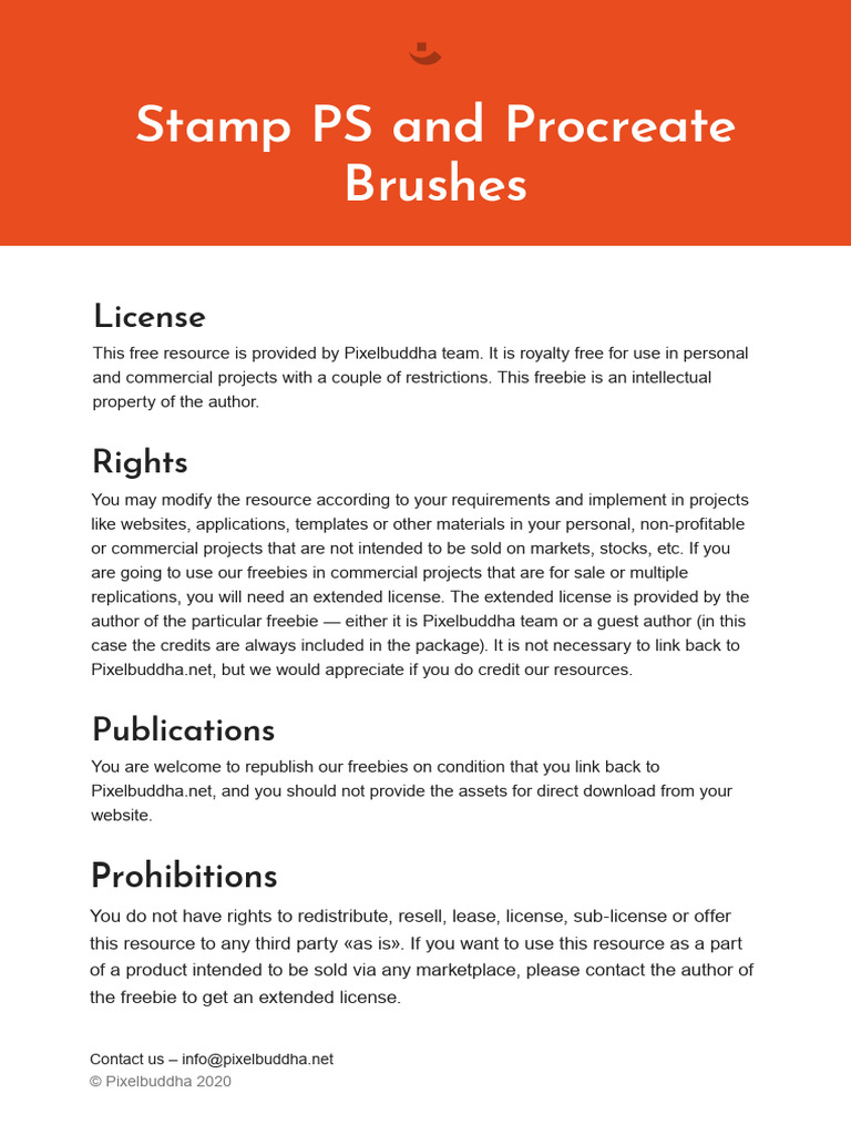 Free Stamp PS & Procreate Brushes License | PDF