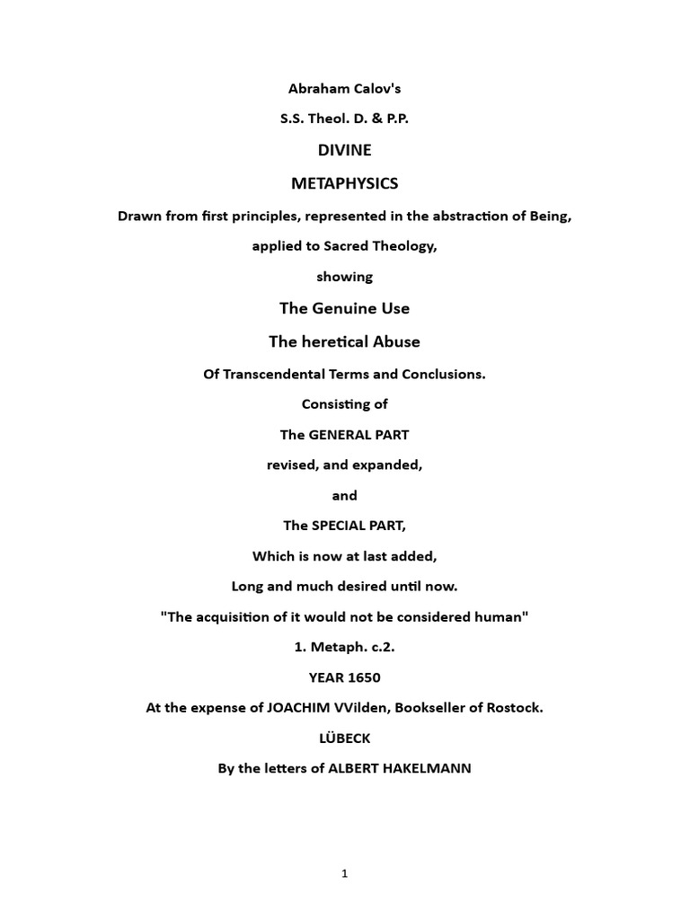 Divine Metaphysics: Truth and Heresy | PDF | Reason | Faith
