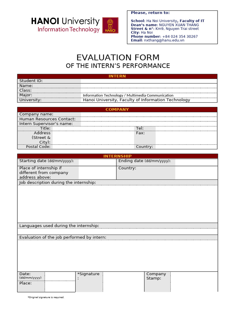 TEMPLATE_FIT_Internship_Evaluation_Form_2024 | PDF | Cognition