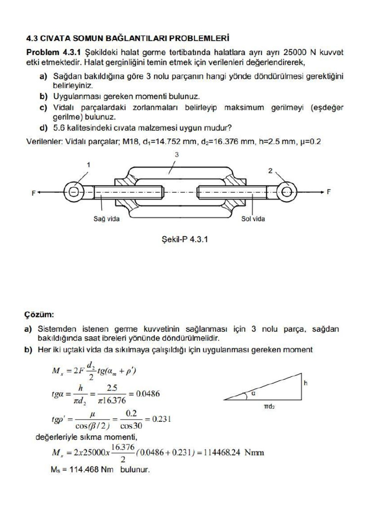 14-Makina Elemanı Problemleri (Civata-Somun, Kaynak, Lehim, Yapıştırma) | PDF