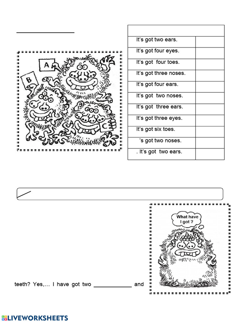 Body Parts - Guess The Monster - Homework | PDF