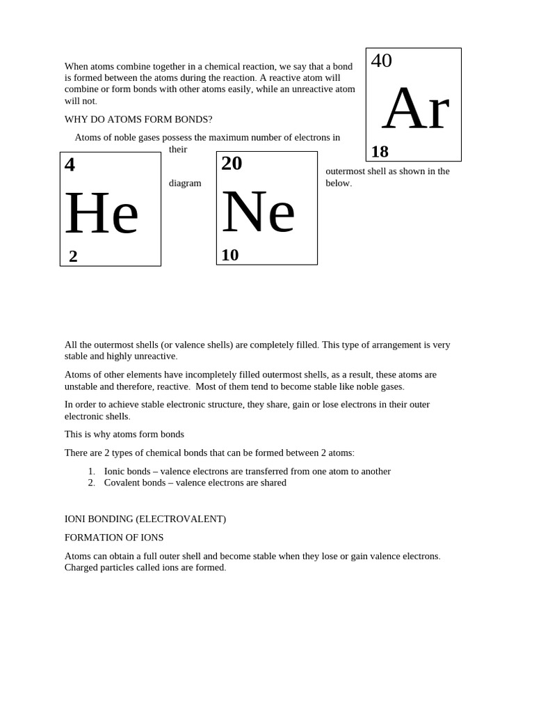4. When atoms combine together in a chemical reaction | PDF | Ion | Atoms