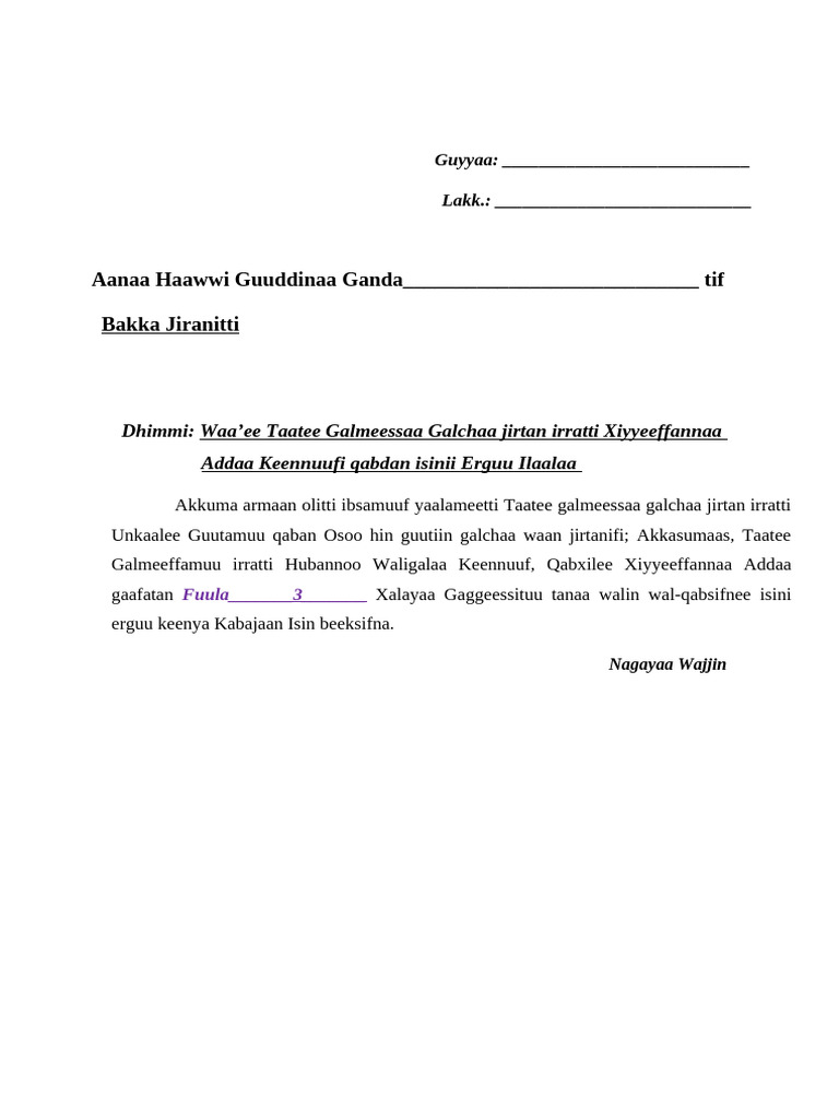 Hubannoo Galmeeffama Taatee | PDF