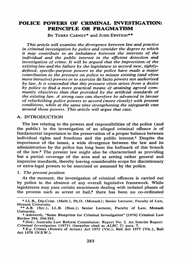 Police Powers of Criminal Investigation | PDF | Search Warrant | Arrest