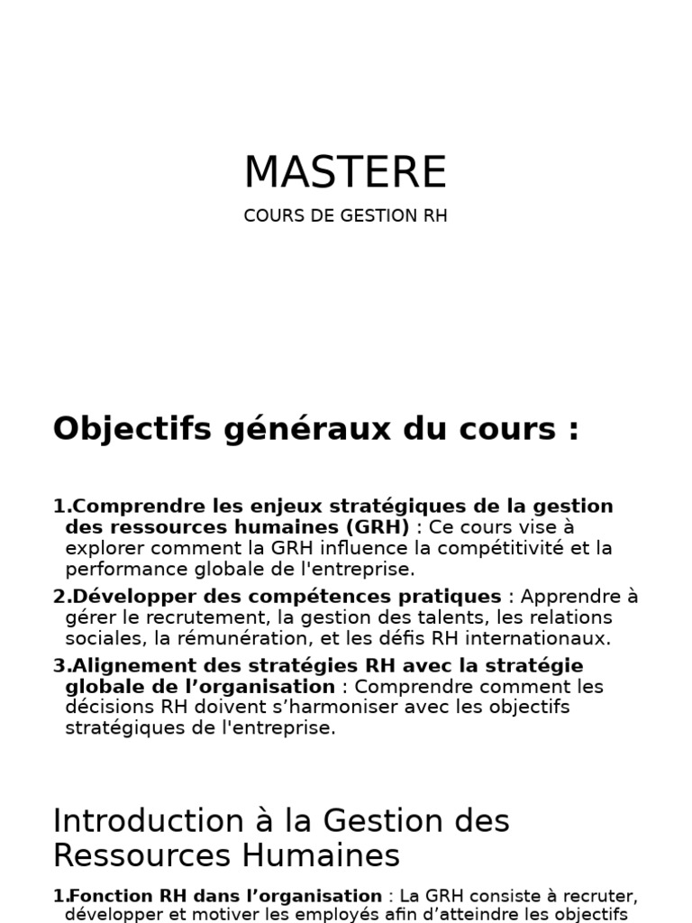 MASTER RH | PDF | Gestion des ressources humaines | Responsabilité ...