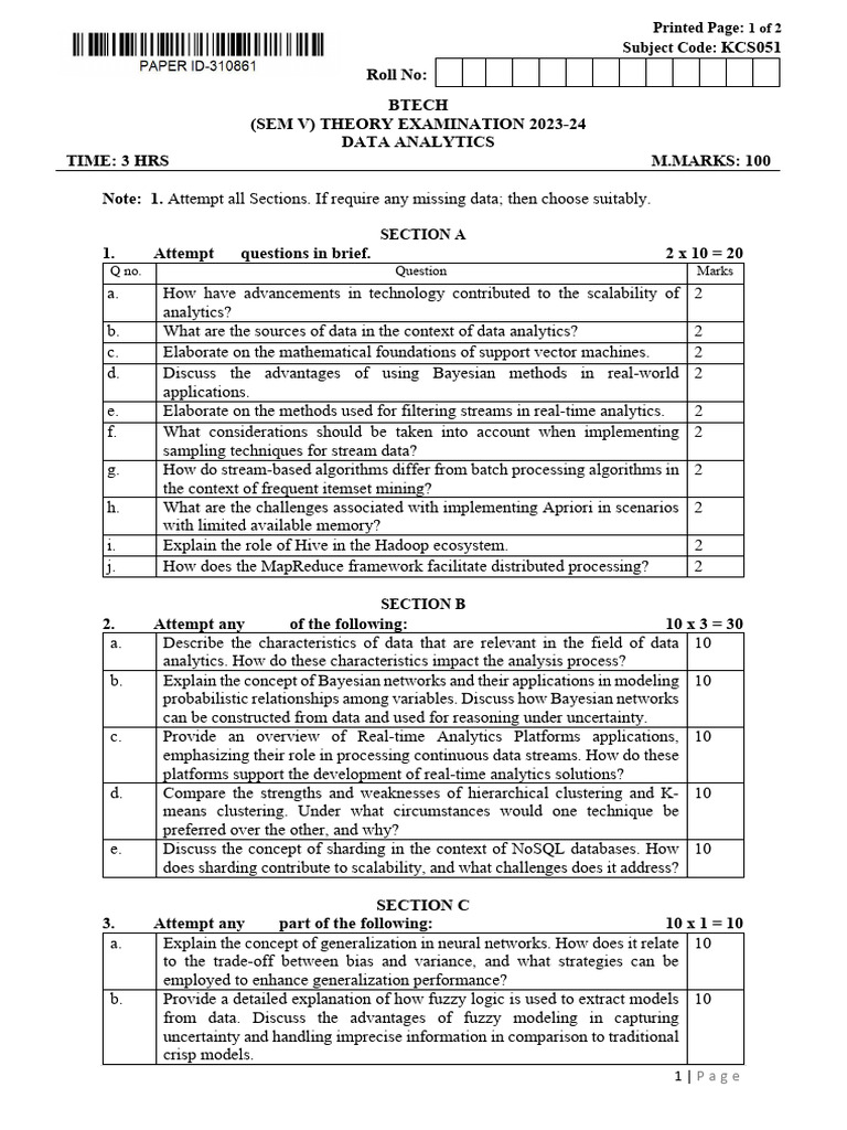 Kcs051 Data Analytics | PDF | Cluster Analysis | Analytics