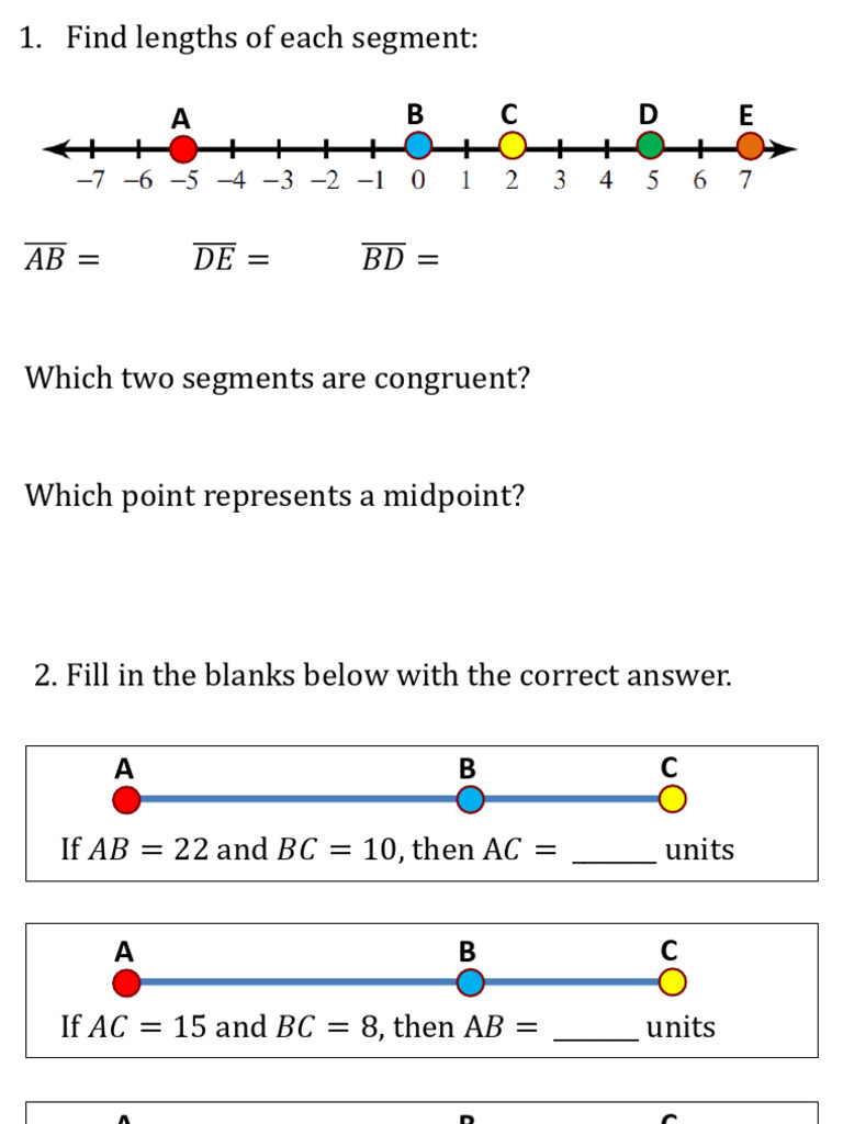 Measuring Segments (midpoint and segment add.) | PDF | Geometry ...