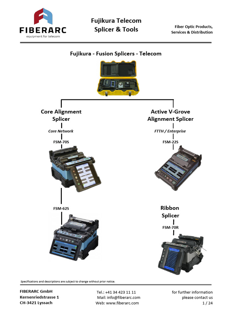 Catalog Fujikura Telecom Splicers | PDF | Optical Fiber | Service ...