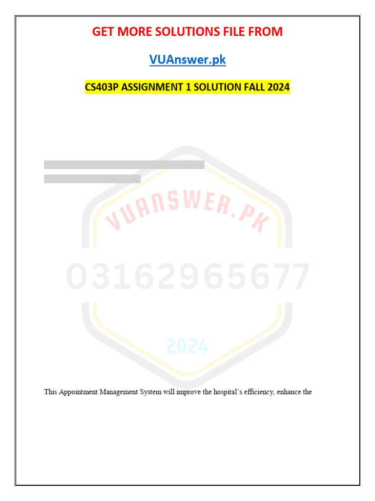 CS403P Assignment 1 Solution Fall 2024 | PDF | Patient | Health Economics