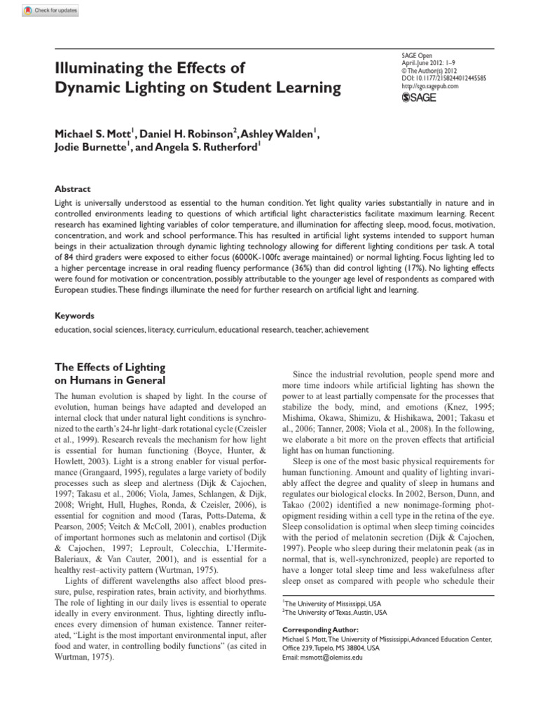 Mott Et Al 2012 Illuminating The Effects of Dynamic Lighting On Student ...