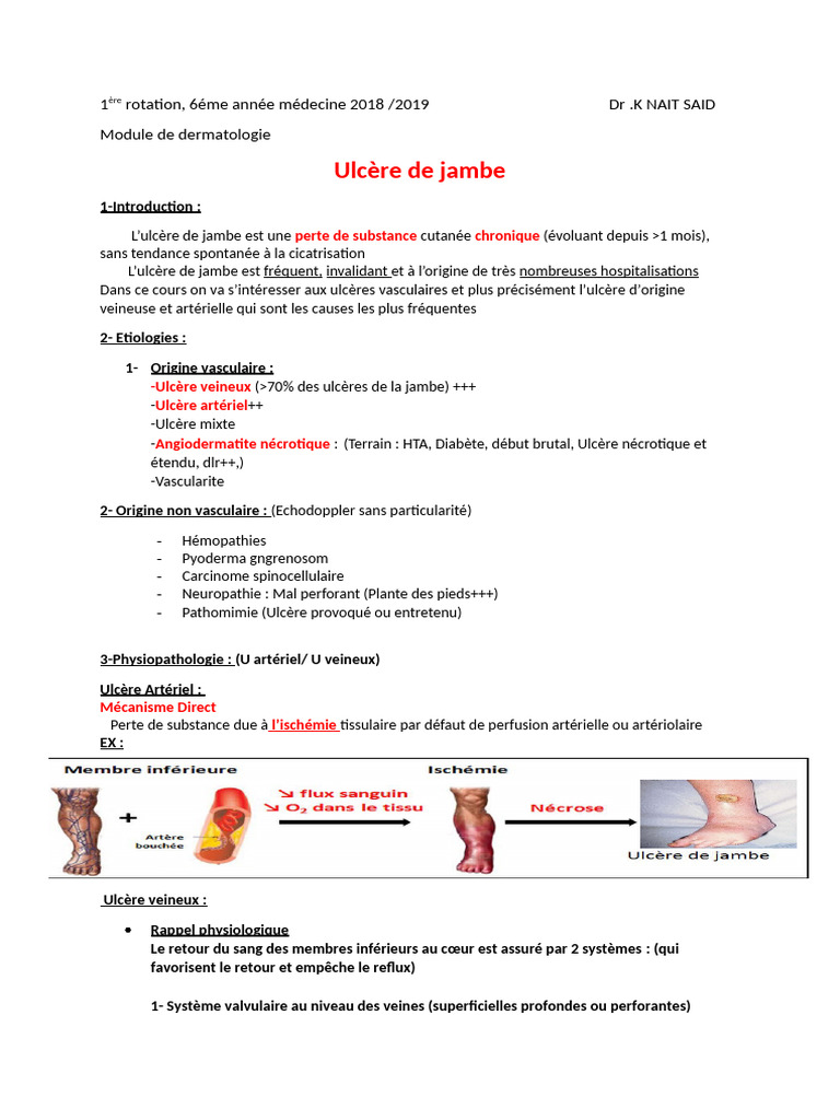 Ulcère de jambe : causes et traitements | PDF | Cicatrisation | Varices