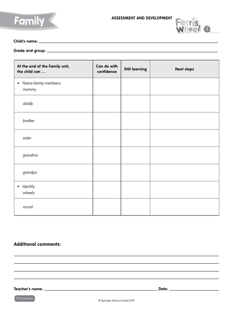 FW1 AssessmentSheet Family | PDF