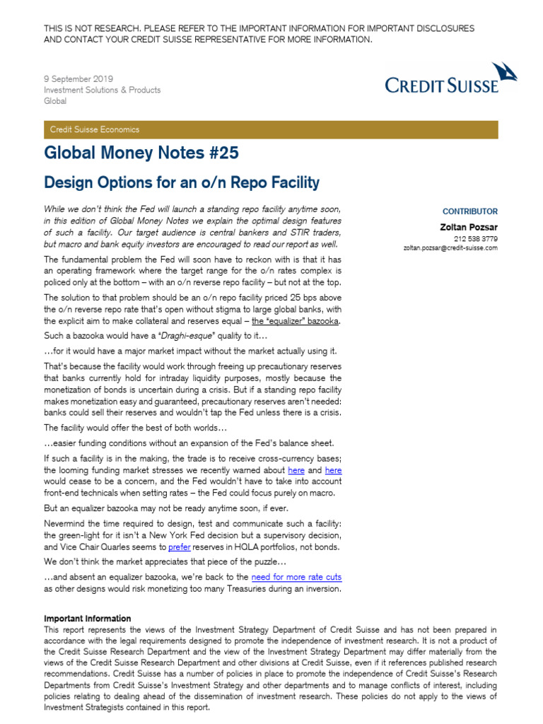 Optimal Design for Fed Repo Facility | PDF | Repurchase Agreement ...