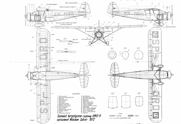 RWD-9 Rysunki Samolotu (Schier) | PDF