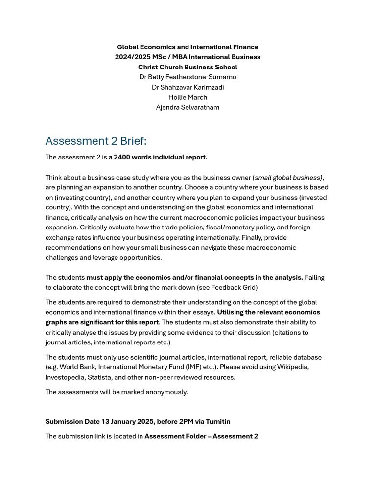 Assessment Brief 2 and Report Structure | PDF | Economics | Evaluation