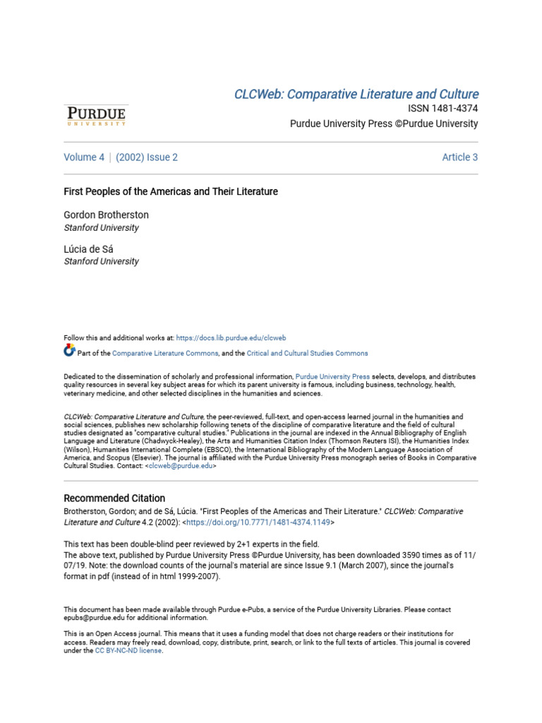First Peoples of The Americas and Their Literature | PDF | Academic ...