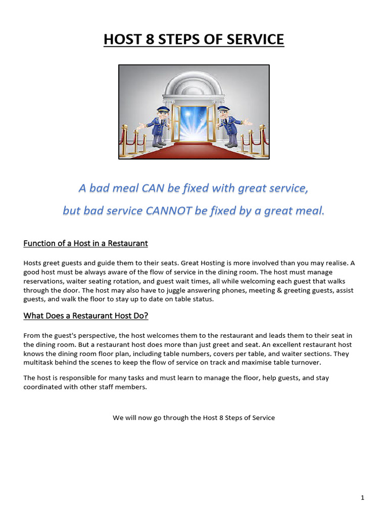 L&B - Host Steps of Service | PDF | Waiting Staff | Restaurants