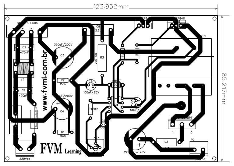 Pcb_pcb_fonte Chaveada Smps 12v 10a Com Ir2153 e Irf840_2021!06!04 (2) | PDF