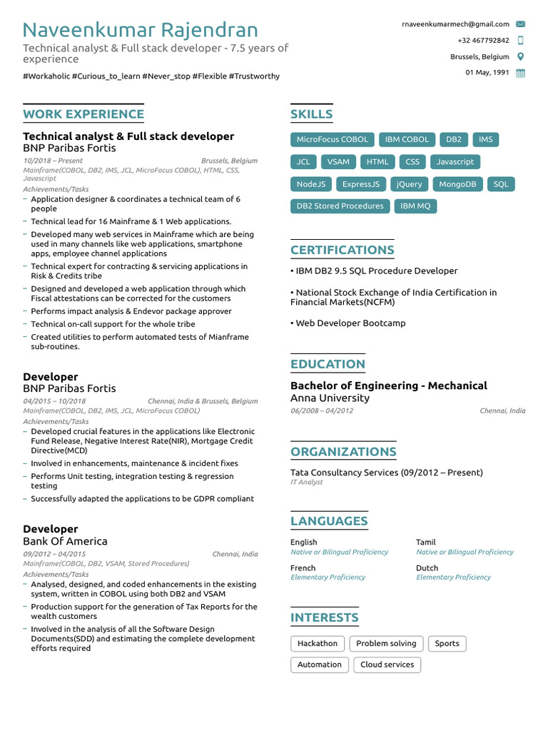 Resume | PDF | Ibm Db2 | Application Software