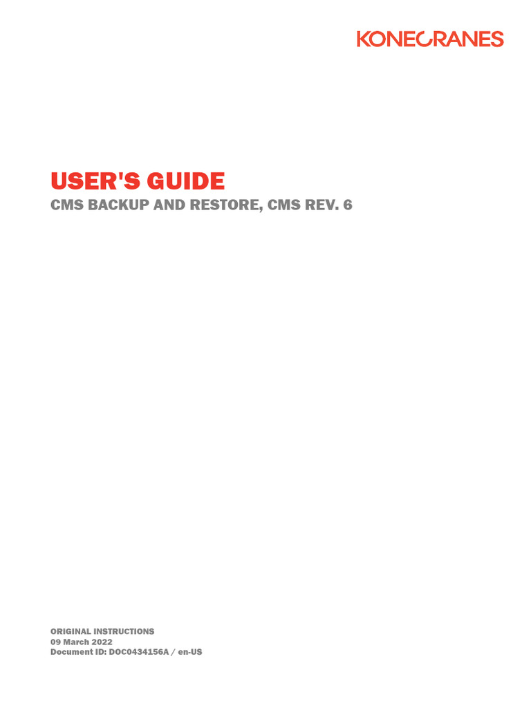 CMS Backup and Restore Users Guide EN Rev A | PDF | Backup | Computer File
