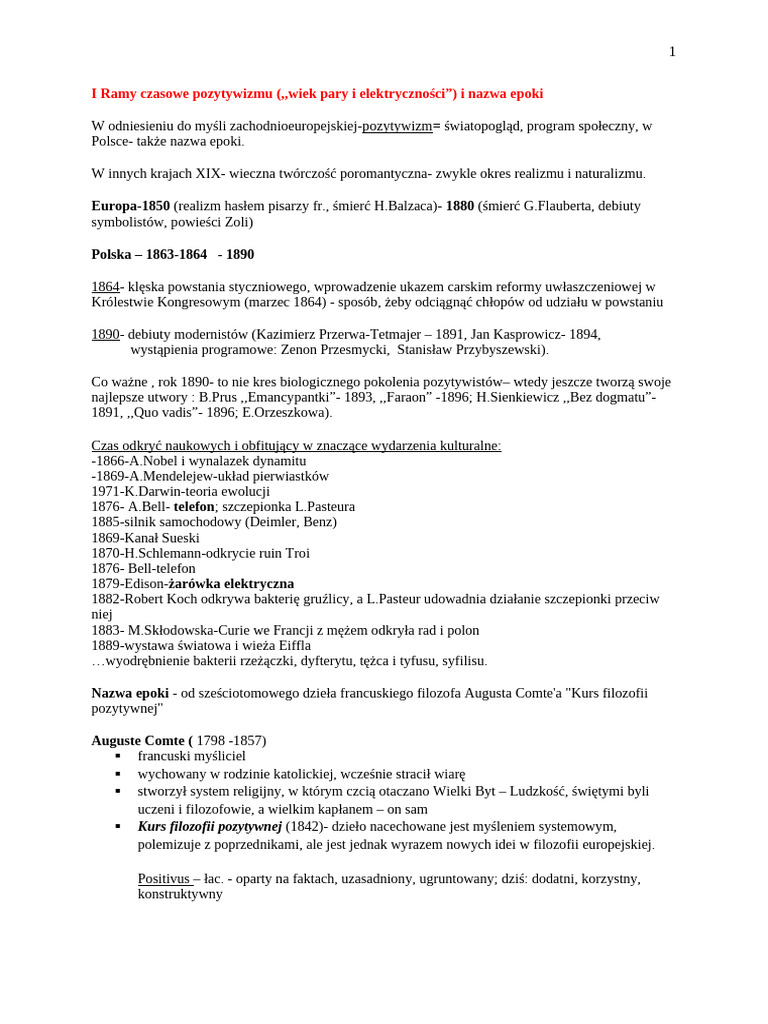 Pozytywizm Wprowadzenie | PDF