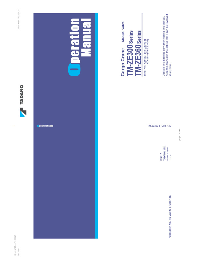 TM-ZE300 Series Cargo Crane Manual | PDF | Crane (Machine) | Wound