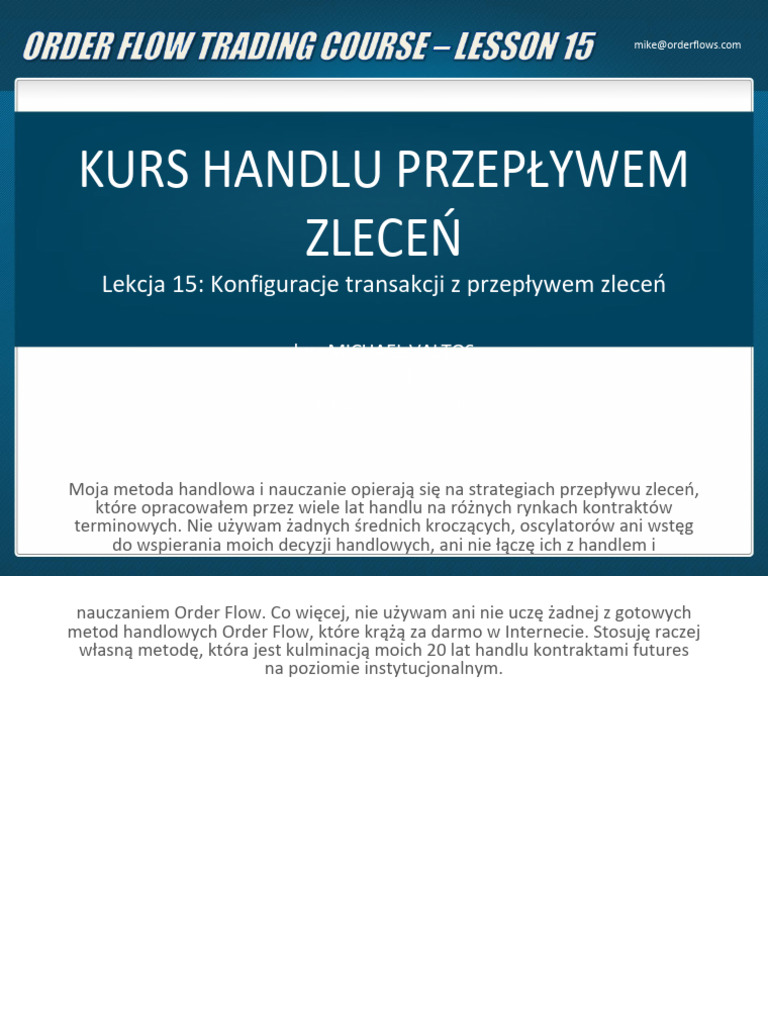 OFTC Lesson 15 - Order Flow Trade Setups PL | PDF