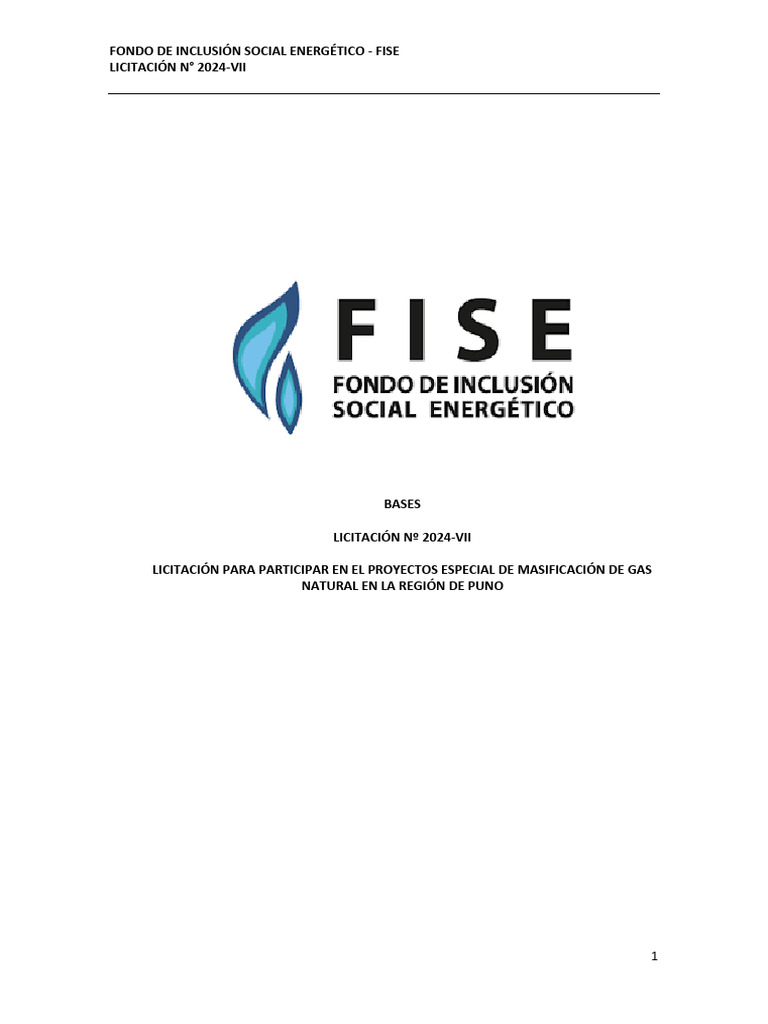 Licitación FISE 2024: Gas Natural Puno | PDF | Documento de identidad ...