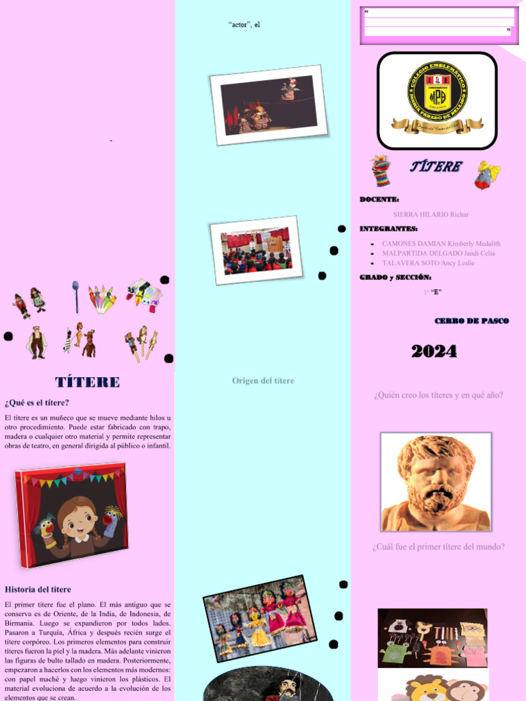 Triptico - Tema de TÍTERE | PDF | Marionetas | Títeres