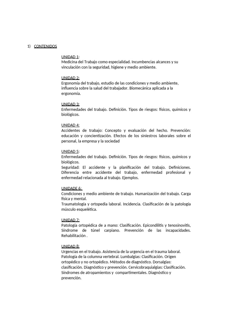 Programa Propuesto - Medicina Del Trabajo 2 | PDF | Toxicidad | Medicina