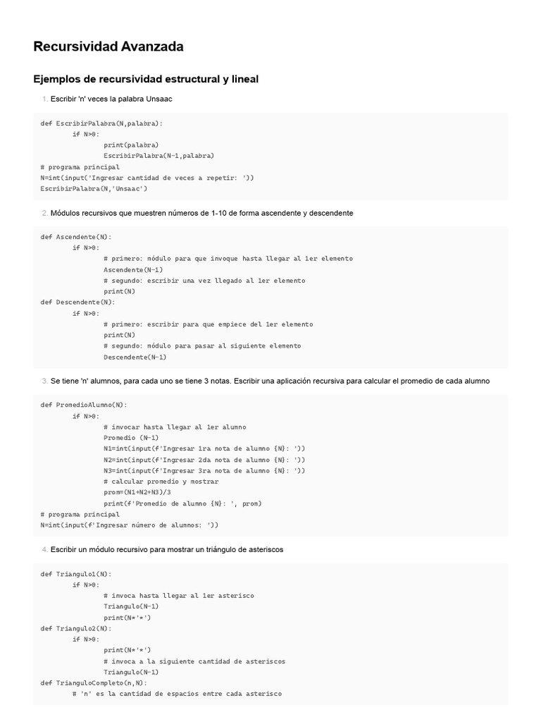 Recursividad Avanzada | PDF