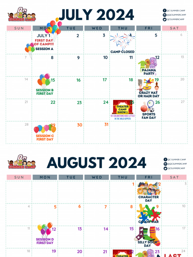 QCCamp Fun Calendar 2024 | PDF