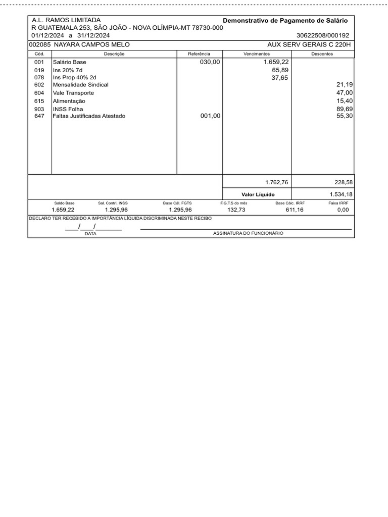 CONTRACHEQUE ATUALIZADO HOLERITE 2 | PDF