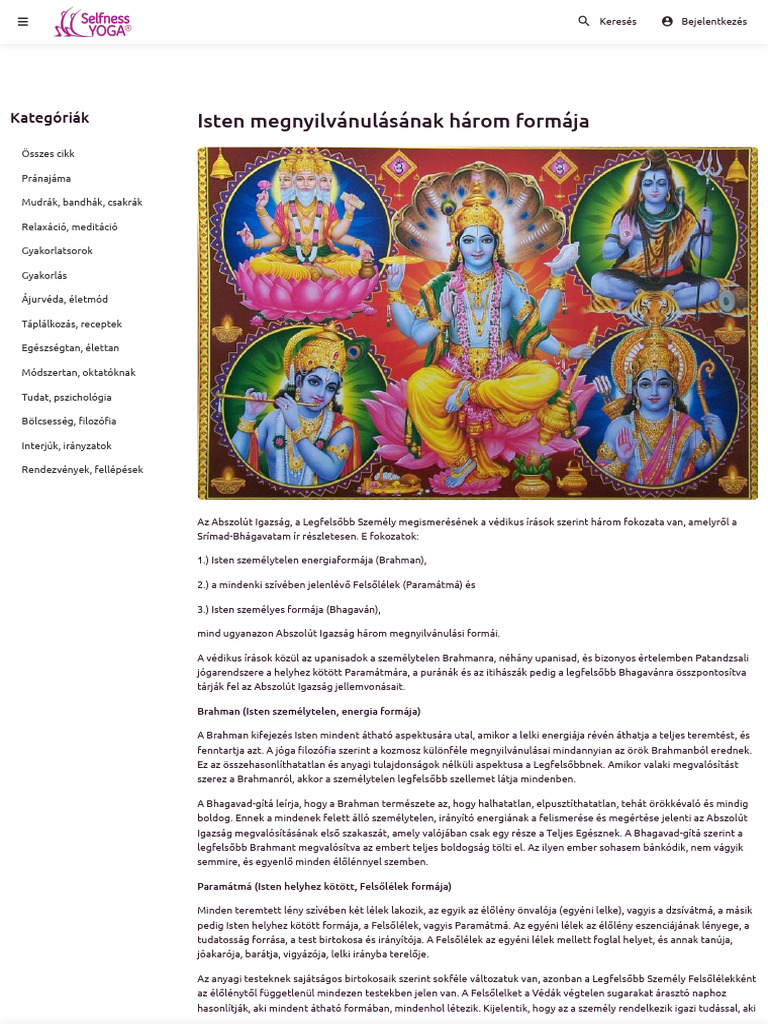 Isten Megnyilvánulásának Három Formája - Selfness Yoga | PDF