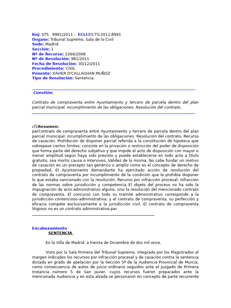 Resolución de contrato Ayuntamiento-Tercero | PDF | Sentencia (ley ...
