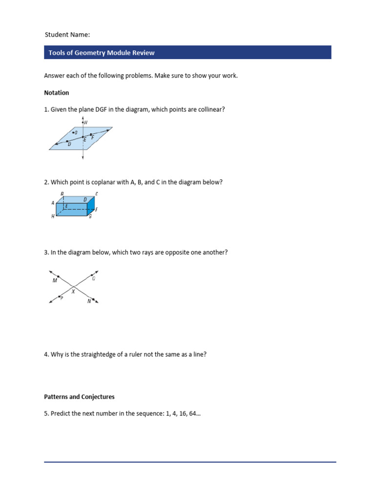 ToolsofGeometry_ModuleReview_Worksheet | PDF | Rectangle | Perpendicular