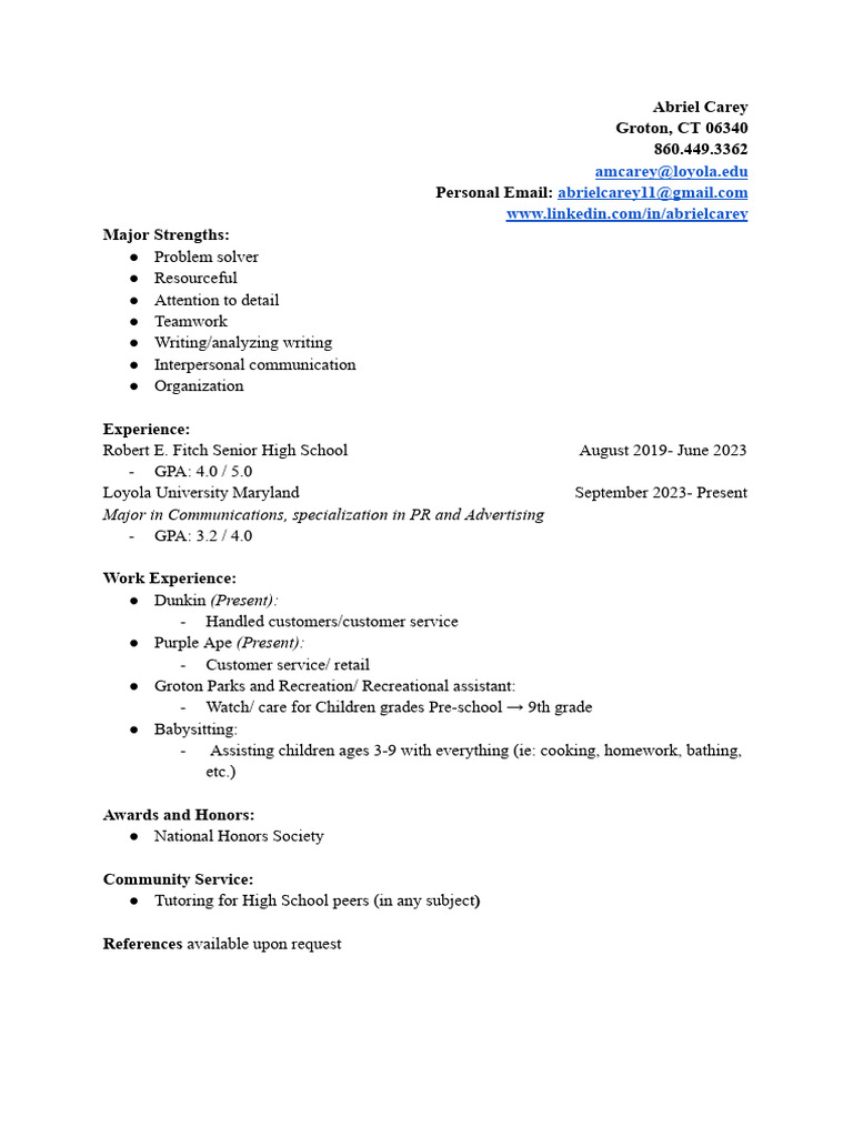 Abriel Carey's 2024 Resume | PDF