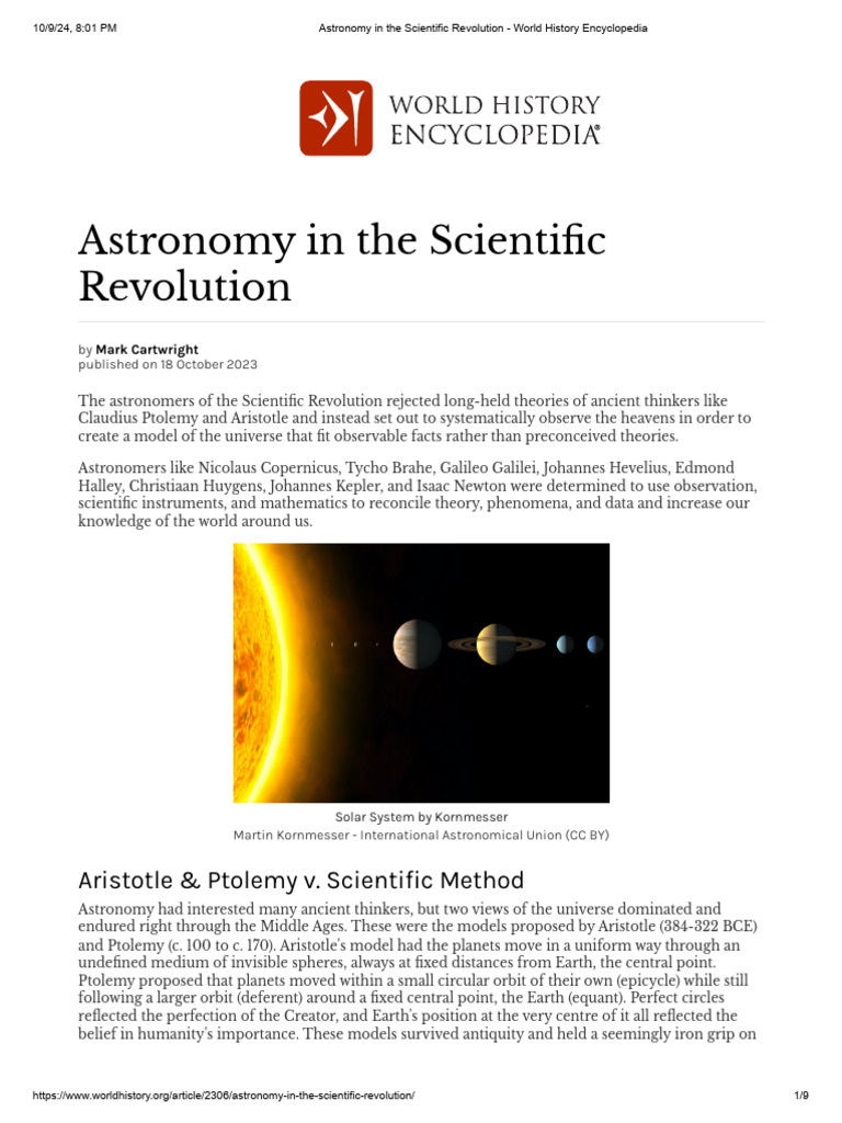 Astronomy in The Scientific Revolution - World History Encyclopedia ...