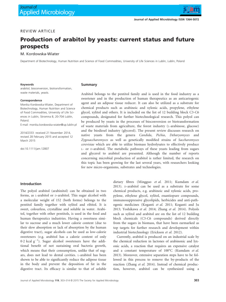 J of Applied Microbiology - 2015 - Kordowska Wiater - Production of ...