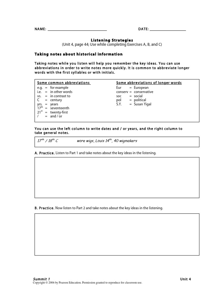 Listening Strategies for Note-Taking | PDF