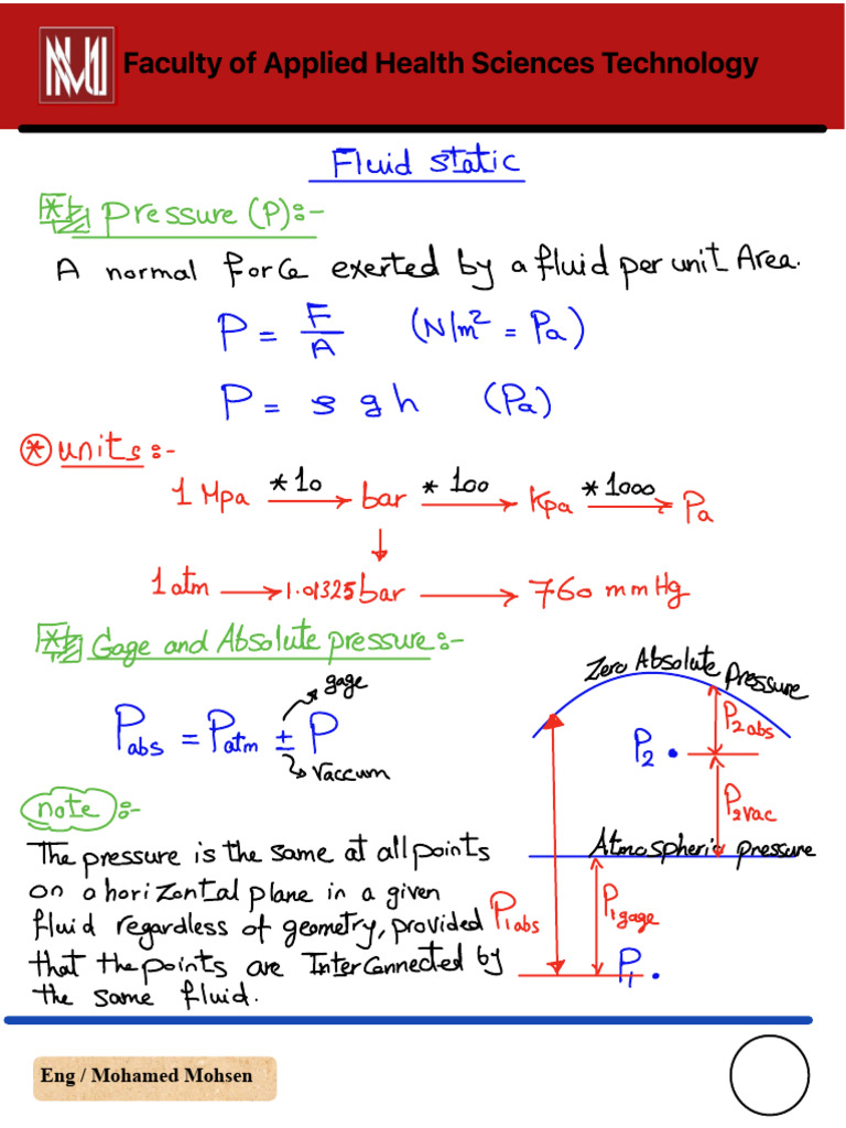Fluid lec 4 NMU | PDF | Pascal (Unit) | Units Of Measurement