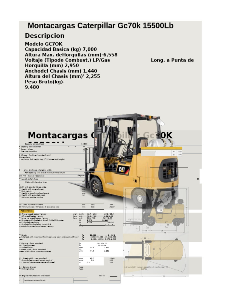 11111montacargas Caterpillar Gc70k | PDF | Horsepower | Automotive ...