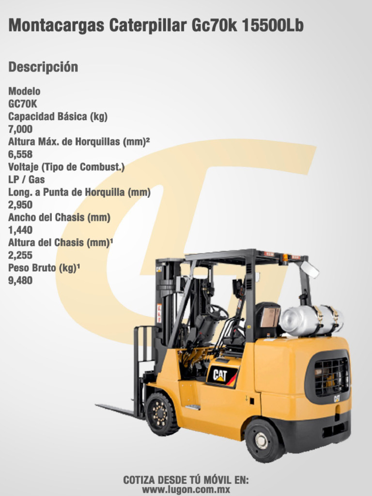 Montacargas Caterpillar Gc70k | PDF