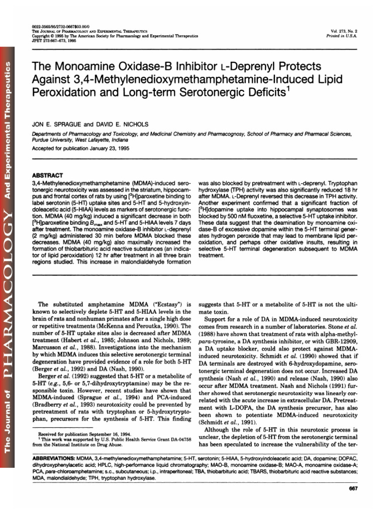 2_The Monoamine Oxidase-B Inhibitor L-Deprenyl Protects Against 3,4 ...